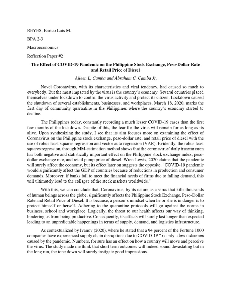 Reflection Paper #2 | PDF | Pandemic | Demand