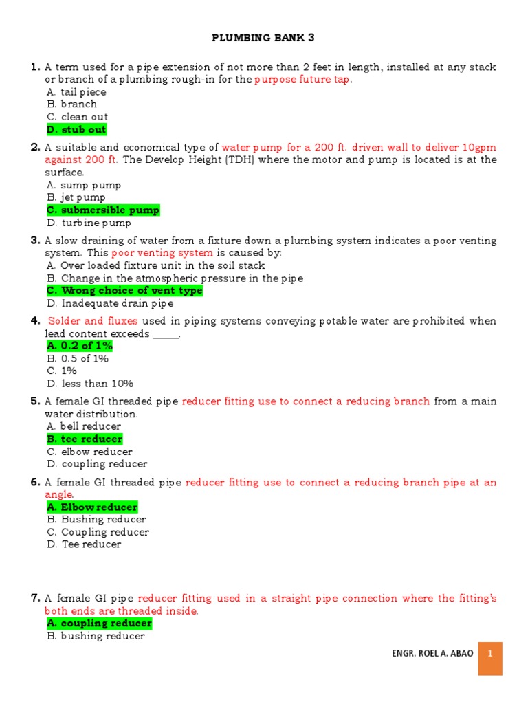 Plumbing Bank 3 | PDF | Plumbing | Pipe (Fluid Conveyance)