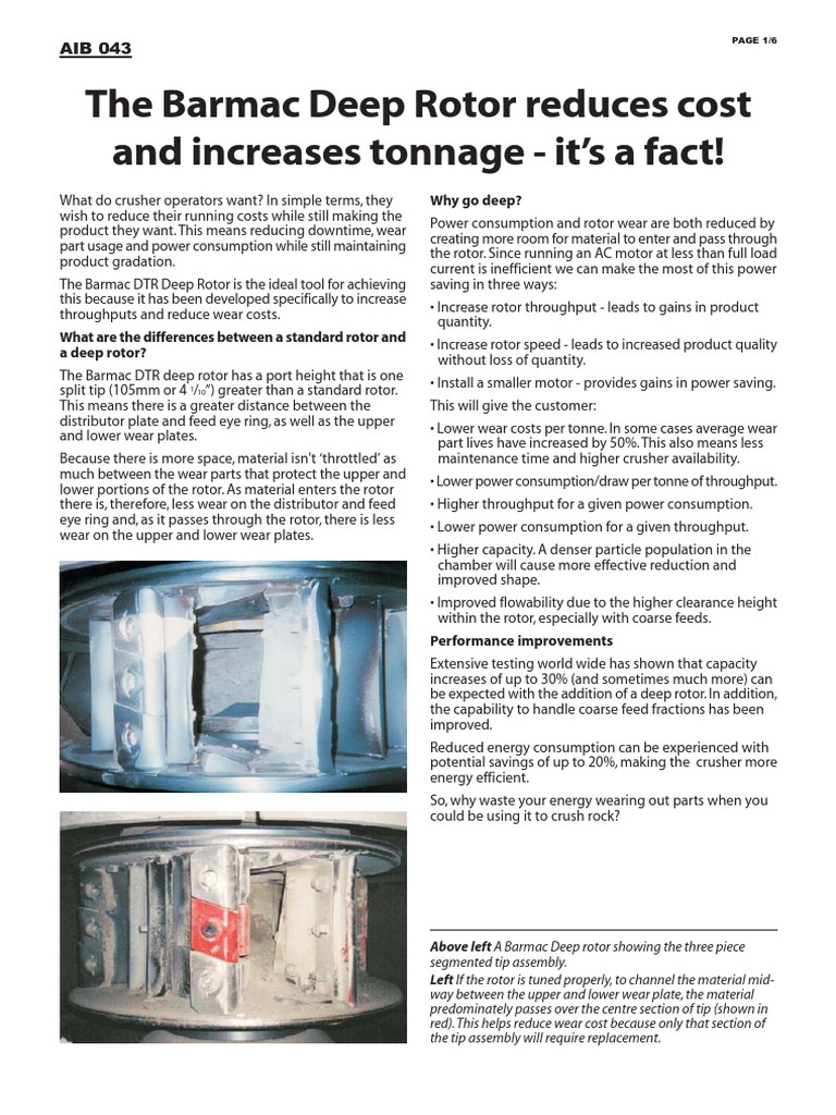 The Barmac Deep Rotor Reduces Costs and Increases Tonnage | PDF ...