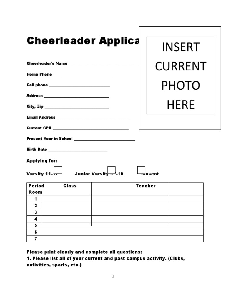 Cheer Tryout Application | PDF | Cheerleading