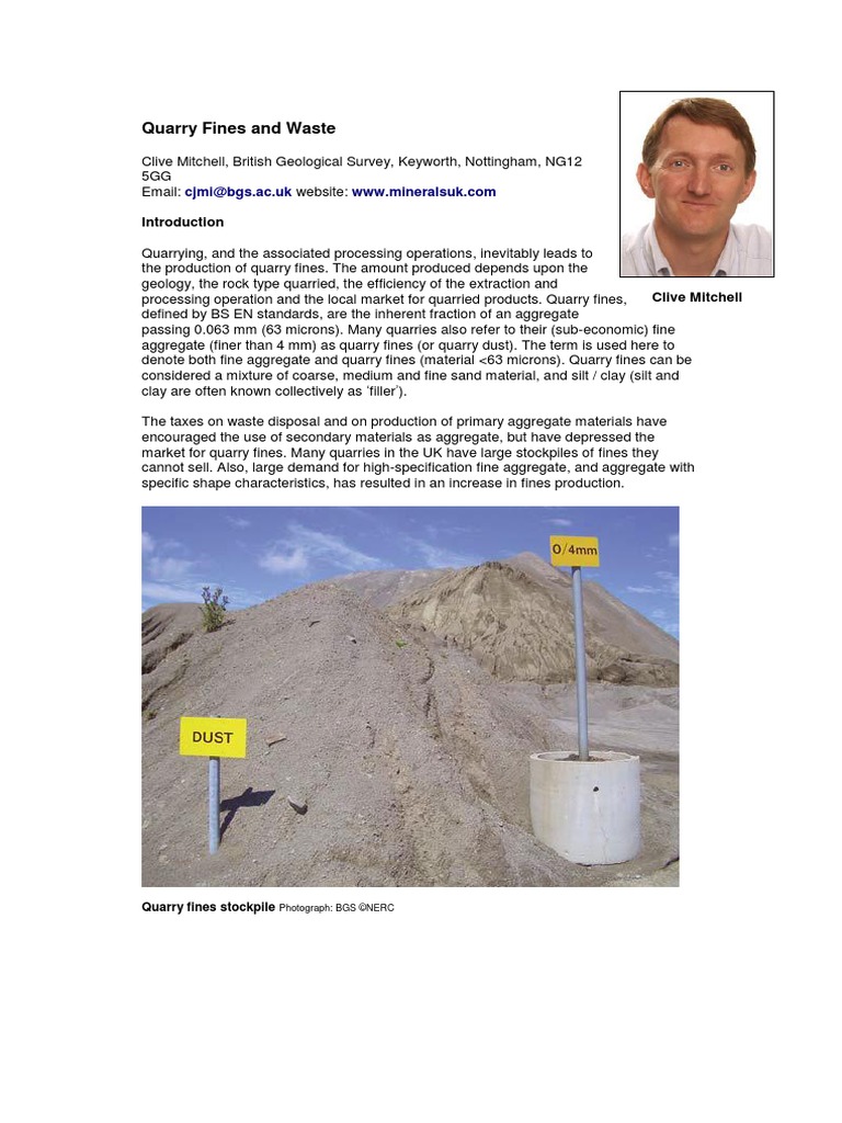 Quarry Fines and Waste: Cjmi@bgs - Ac.uk | PDF | Construction Aggregate ...