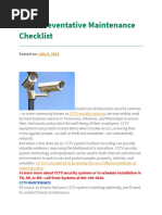 CCTV Maintenance Checklist: 1 Surveillance Camera & Housing | PDF