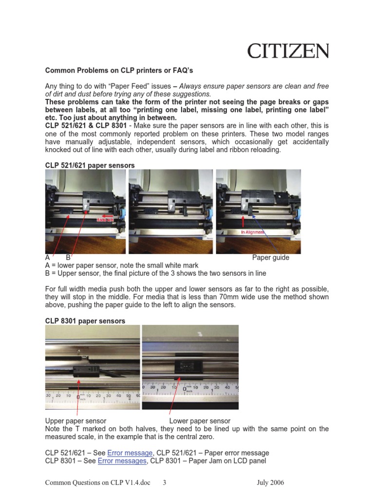 Common Questions On Citizen CLP521 | PDF | Printer (Computing) | Manufactured Goods