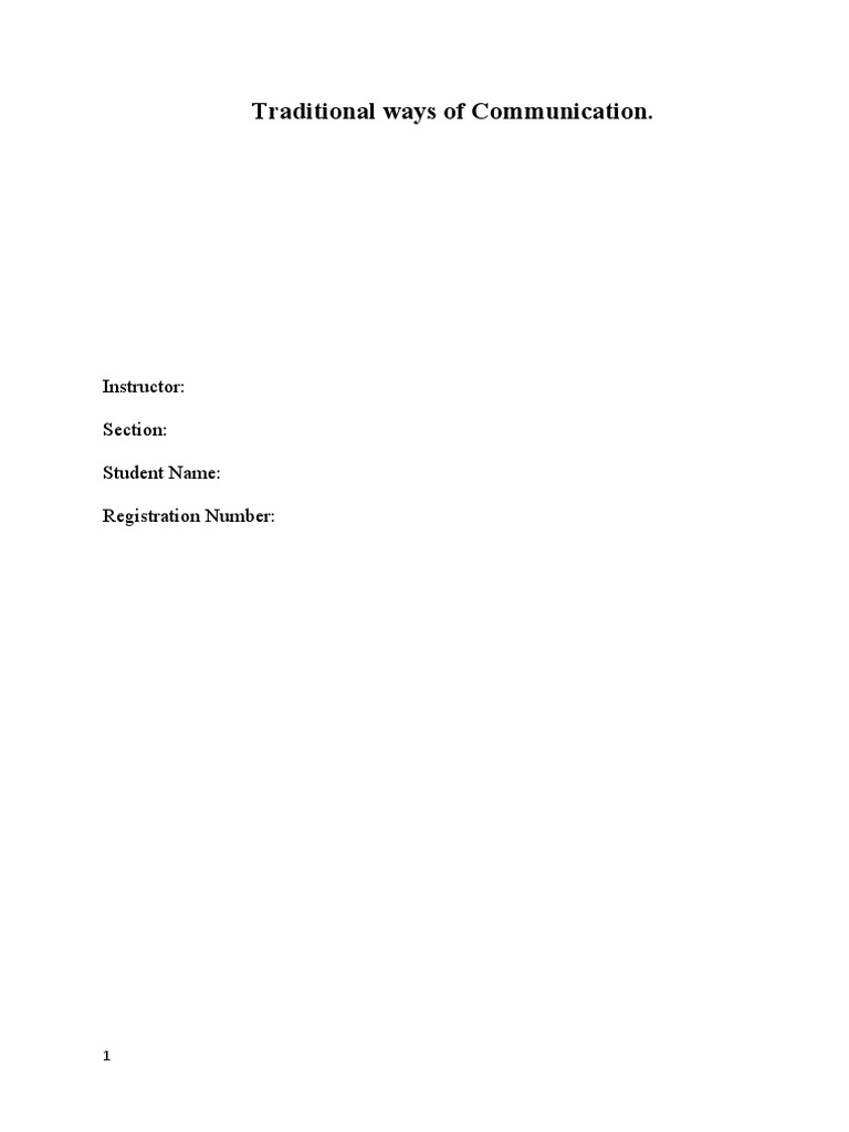 Traditional Ways of Communciation in My City | PDF | Communication ...