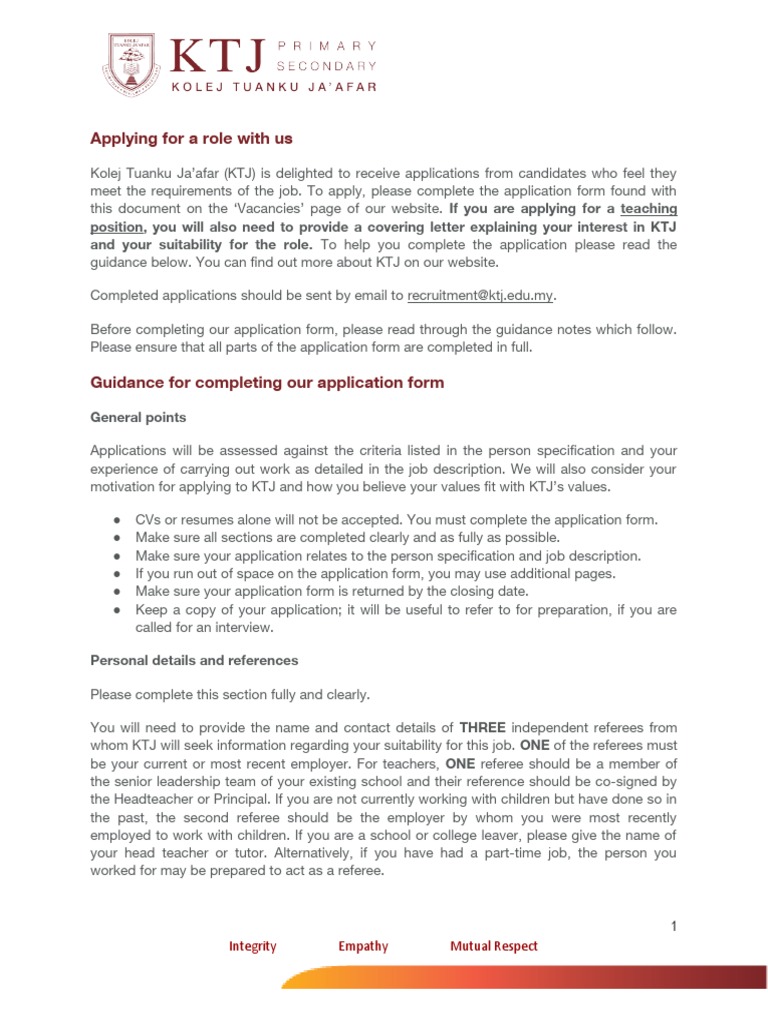 KTJ Job Application Guidelines | PDF | Résumé | Background Check