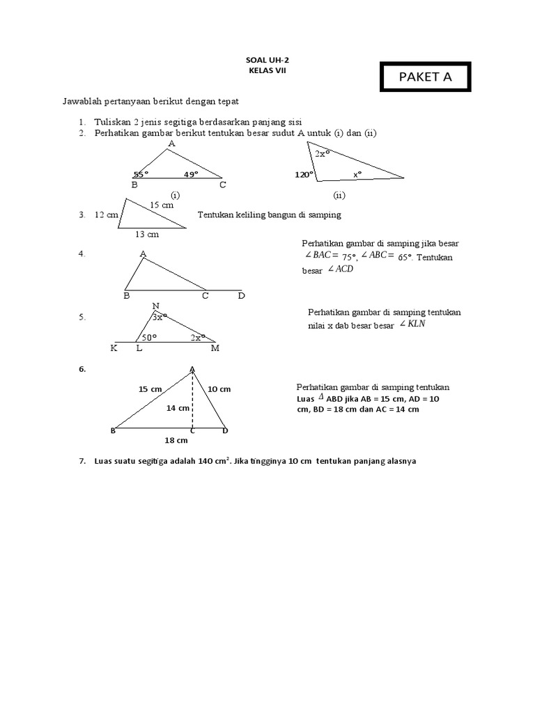 SOAL UH-2 Segitiga | PDF