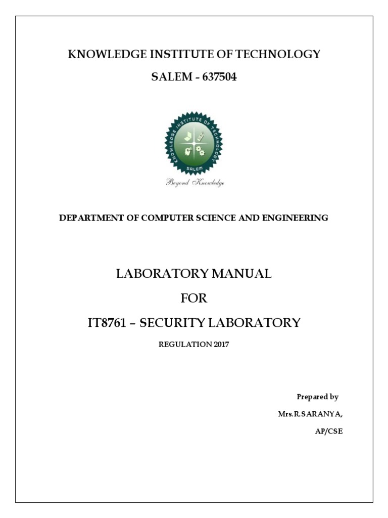 Knowledge Institute of Technology SALEM - 637504: Laboratory Manual FOR ...