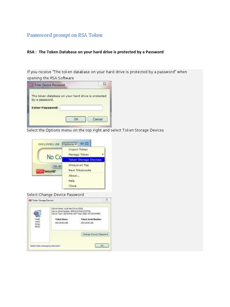 RSA Token Password Reset Guide | PDF