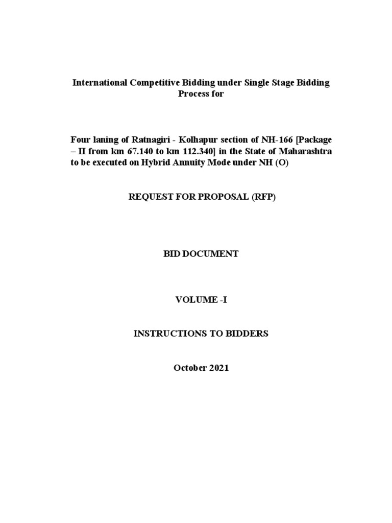 Ratnagiri Kolhapur Pkg-2 HAM MH 1079.23 Cr. NHAI | PDF | Request For Proposal | Net Present Value