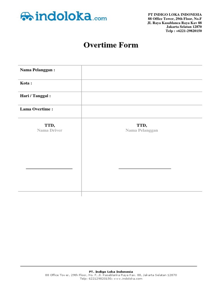 Overtime Form | PDF