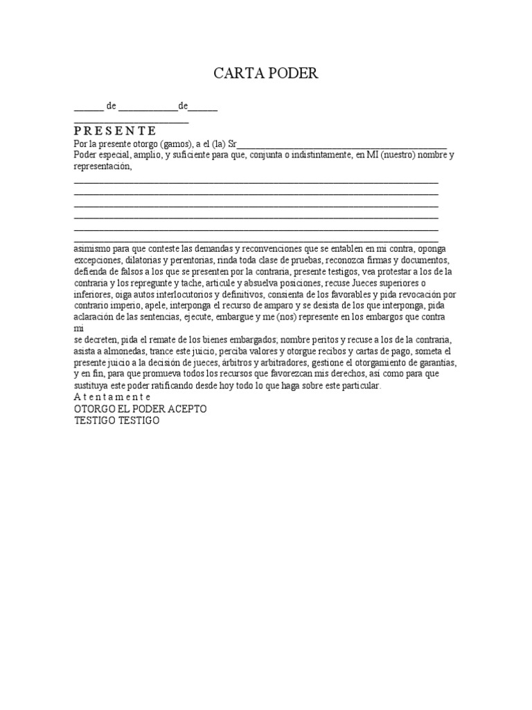 CARTA PODER Formato | PDF