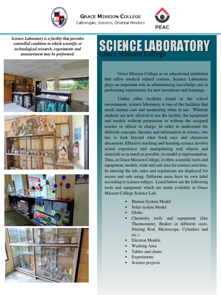 Science Laboratory: Grace Mission College | PDF | Science | Laboratories