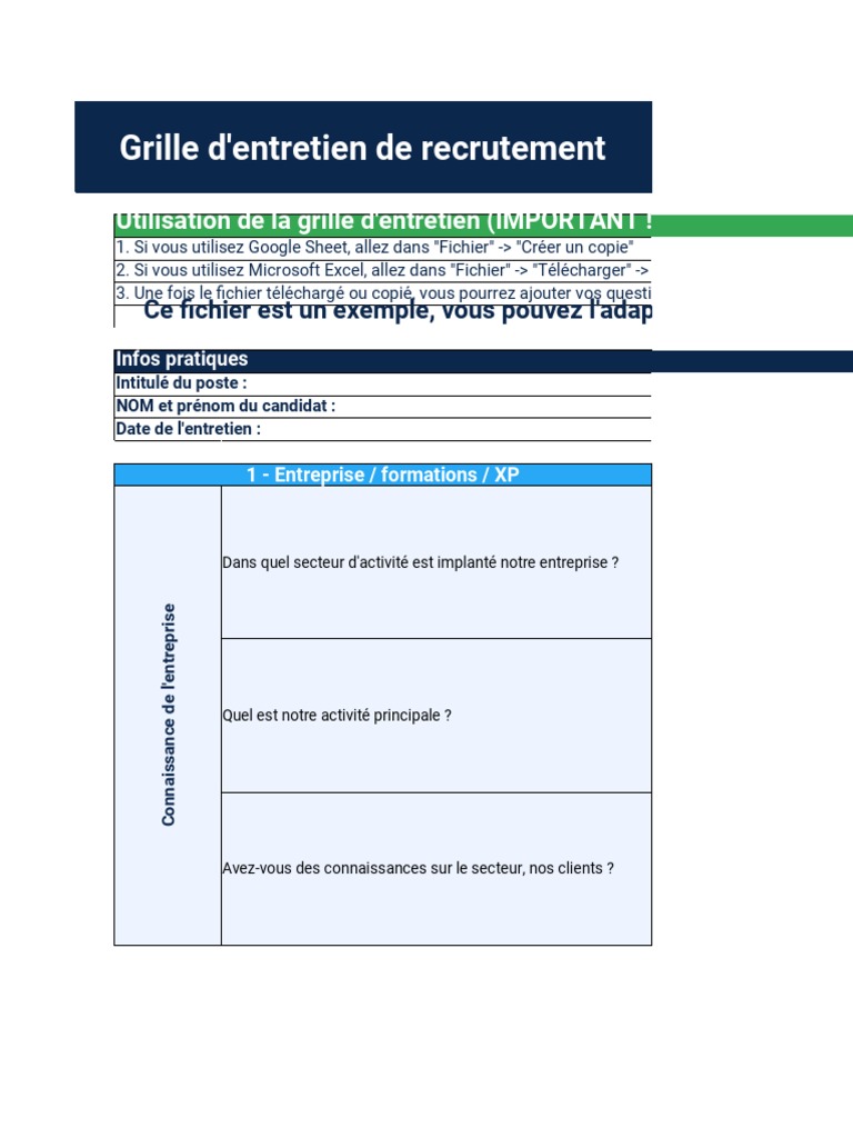 Grille d'entretien de recrutement | PDF | Entretien d'embauche | Microsoft