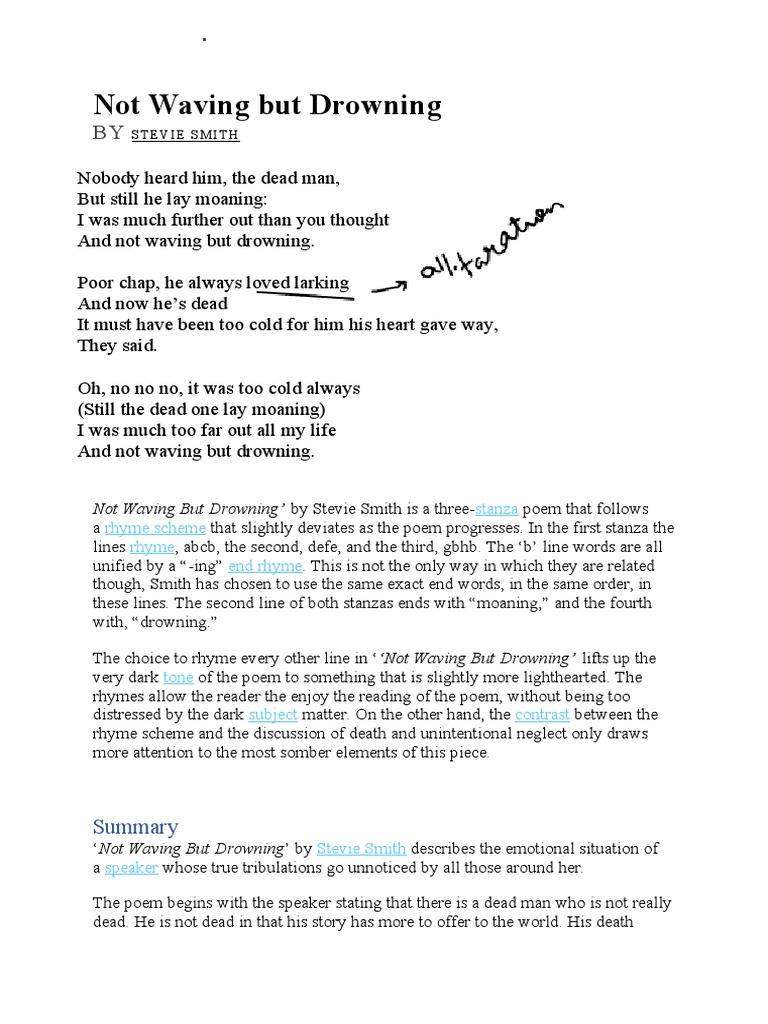 Not Waving But Drowning: Stanza Rhyme Scheme Rhyme End Rhyme | PDF | Poetry