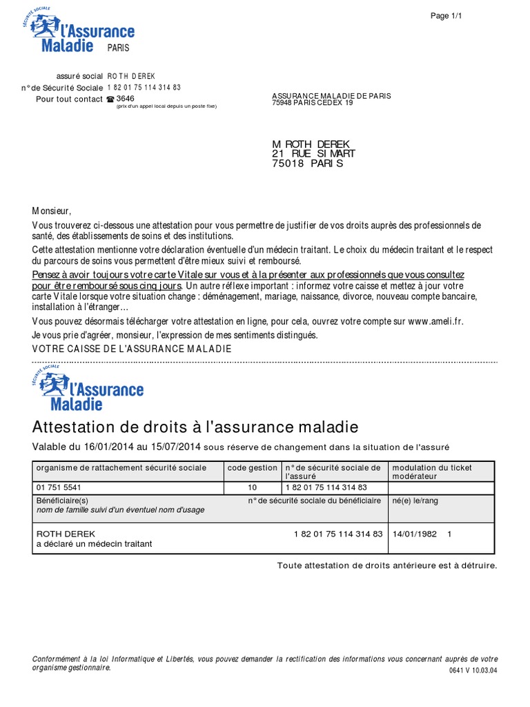 Attestation Droits | PDF