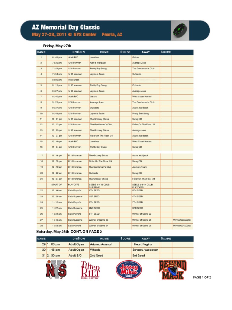 Classic Schedule | PDF | Sports Rules And Regulations | Sports