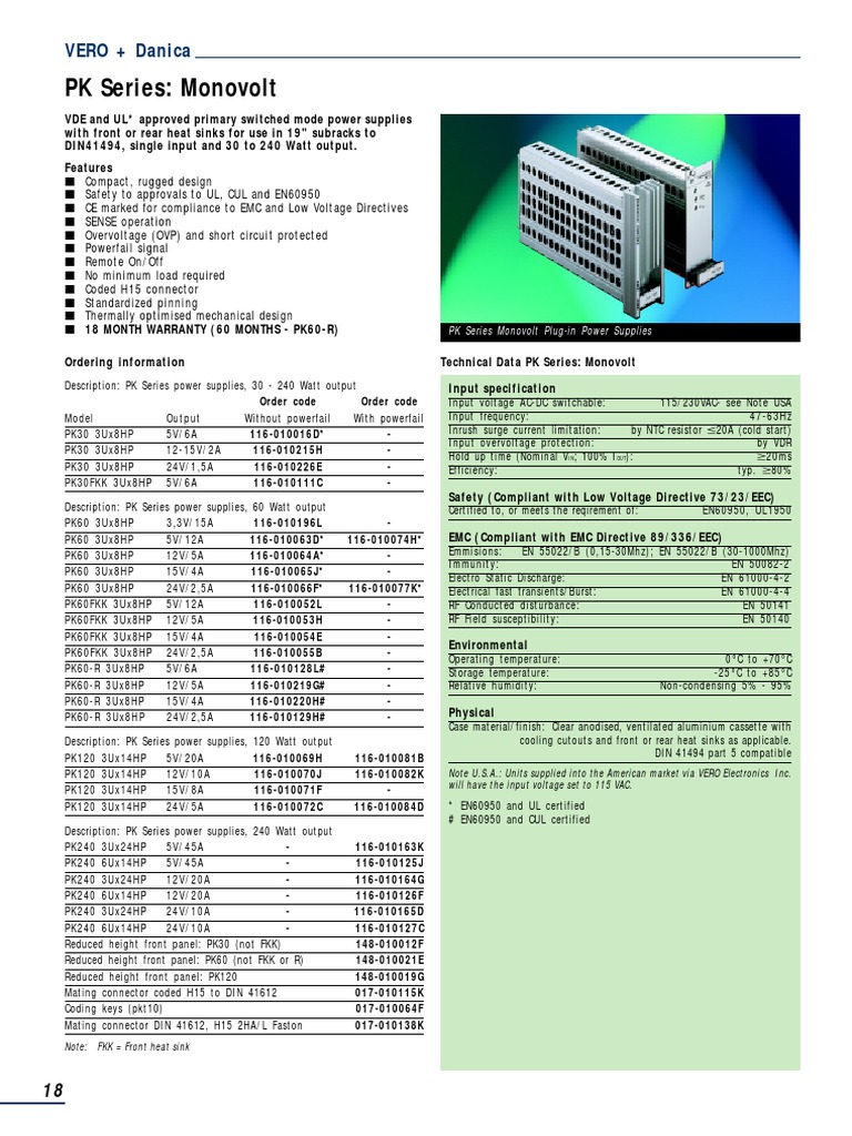 Monovolt pk30 pk60 pk120 pk240 | PDF | Power Supply | Physical Quantities