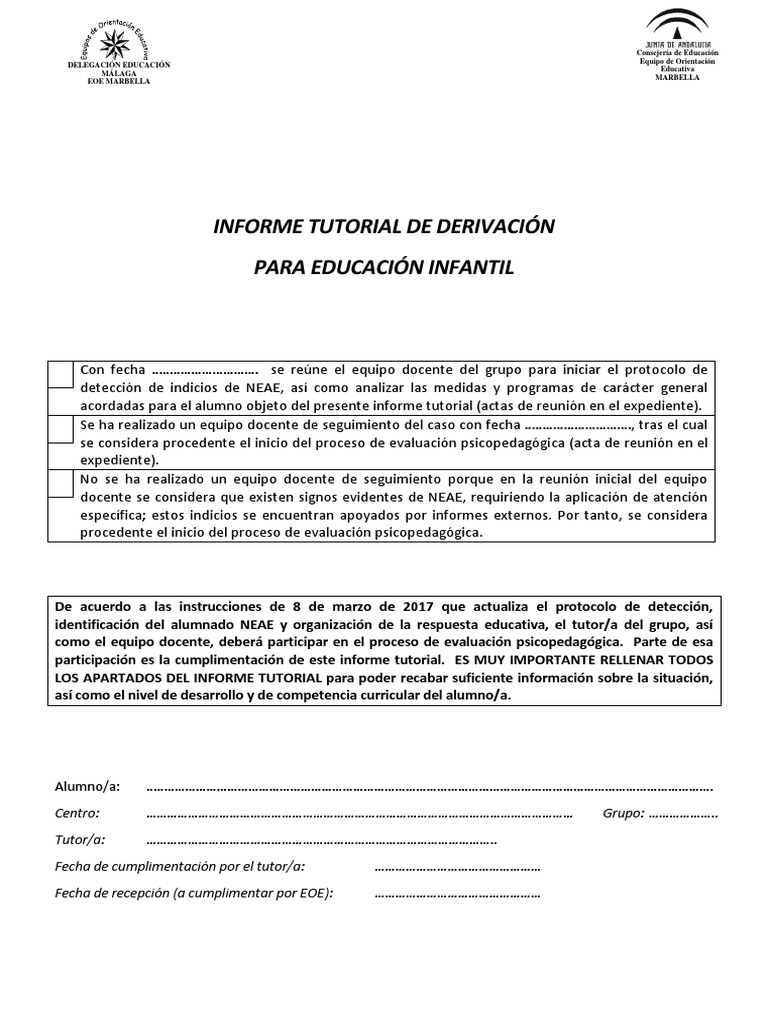 Informe Tutorial Infantil | PDF | Evaluación | Aprendizaje