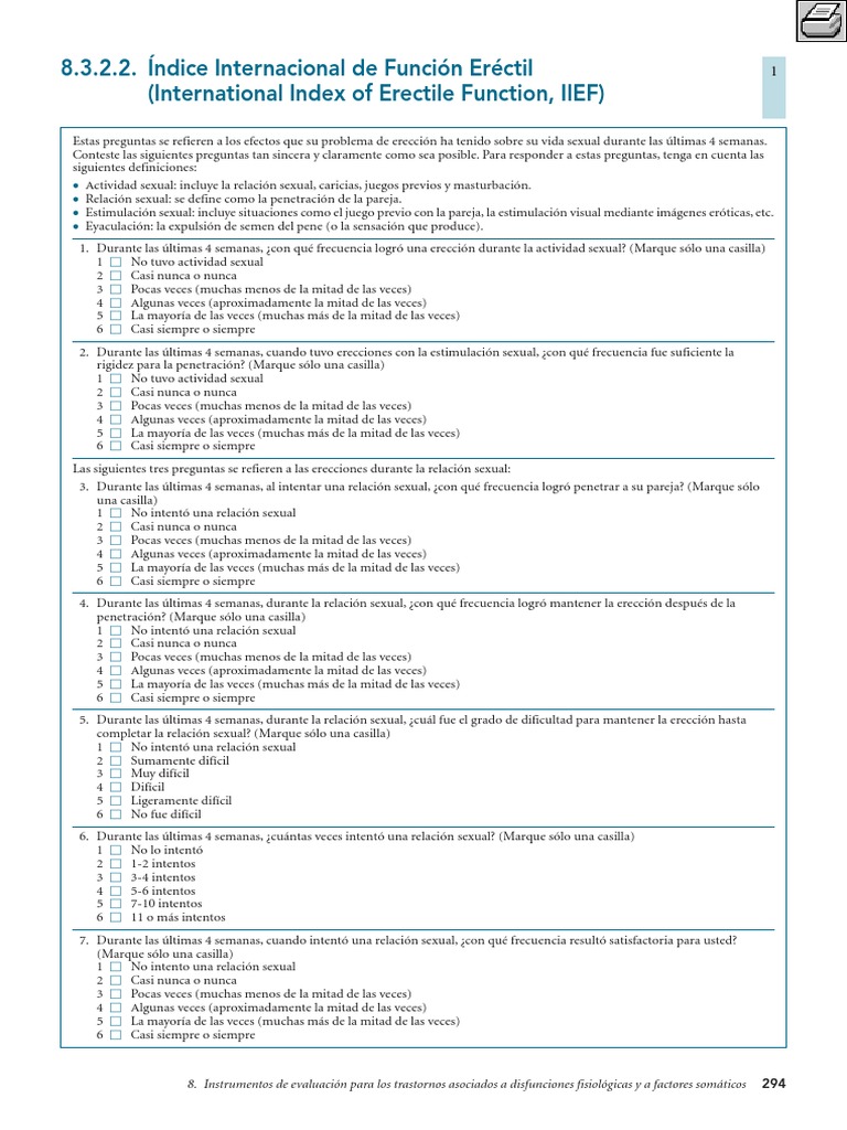 Índice Internacional de Función Eréctil (IIEF) | Descargar gratis PDF ...