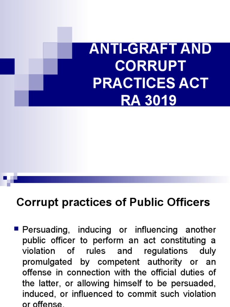 Anti-Graft and Corrupt Practices Act RA 3019 | Download Free PDF | Private Law | Public Law