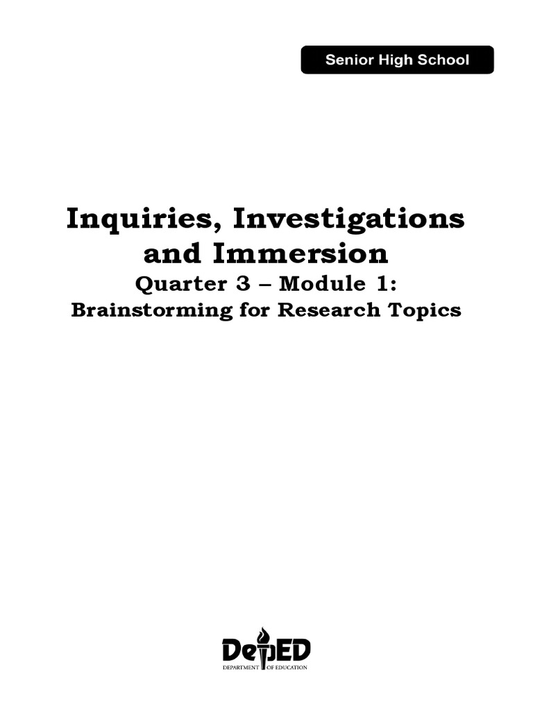 Inquiries Investigations And Immersion Quarter 3 Module 1 Pdf