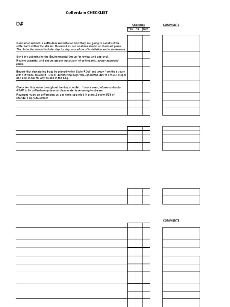 Cofferdam CHECKLIST: The Submittal Should Include Step by Step ...