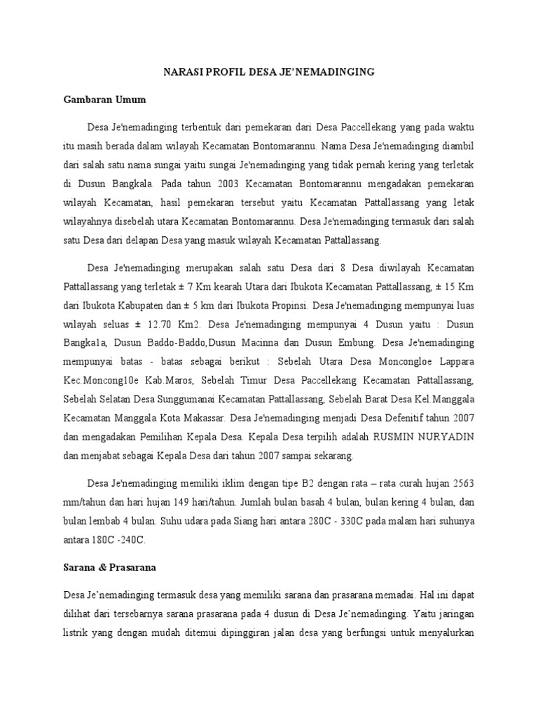 Narasi Profil Desa | PDF
