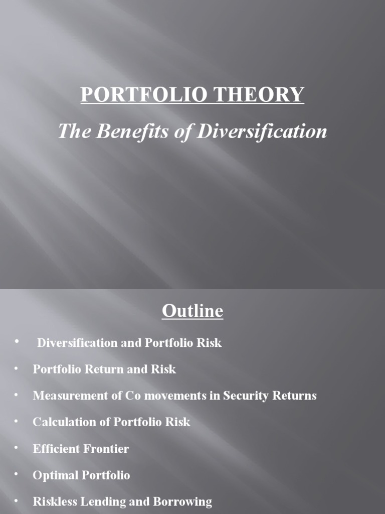 Portfolio Theory: The Benefits of Diversification | PDF | Modern ...