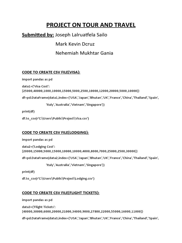 Project On Tour and Travel | PDF | Computing