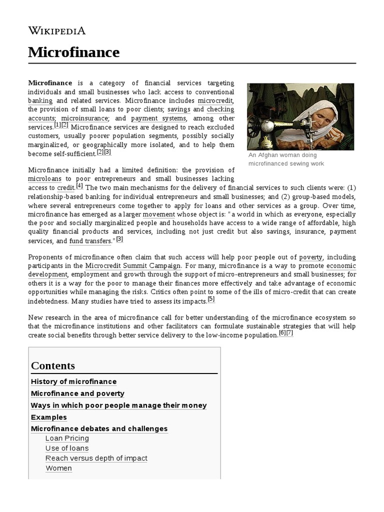 Microfinance: Microfinance Is A Category of Financial Services ...