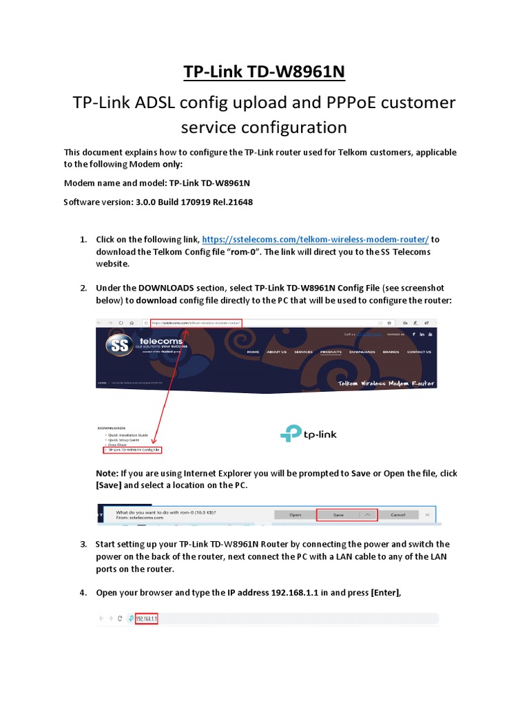 TP Link TD w8961n Adsl Setup and Config Setup Guide 09july2020 | PDF | Router (Computing ...