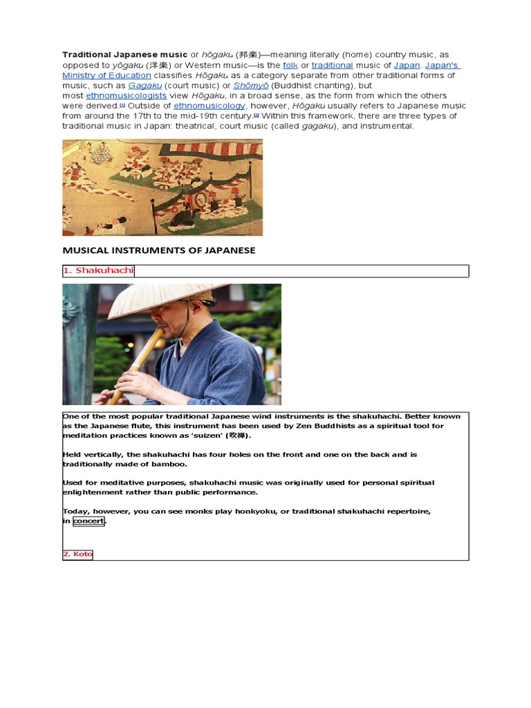 Traditional Japanese Music | Download Free PDF | Musical Instruments ...