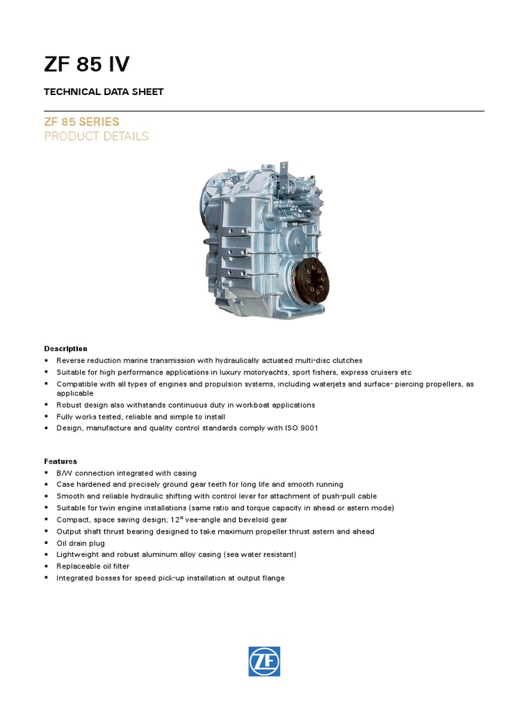 ZF 85 Iv | PDF | Horsepower | Transmission (Mechanics)