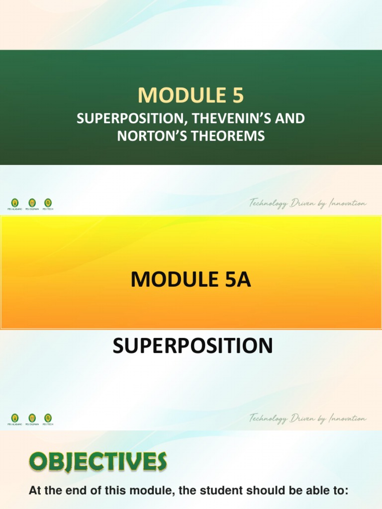 Module 5 Superposition, Thevenin's and Norton's Analysis Method | PDF ...