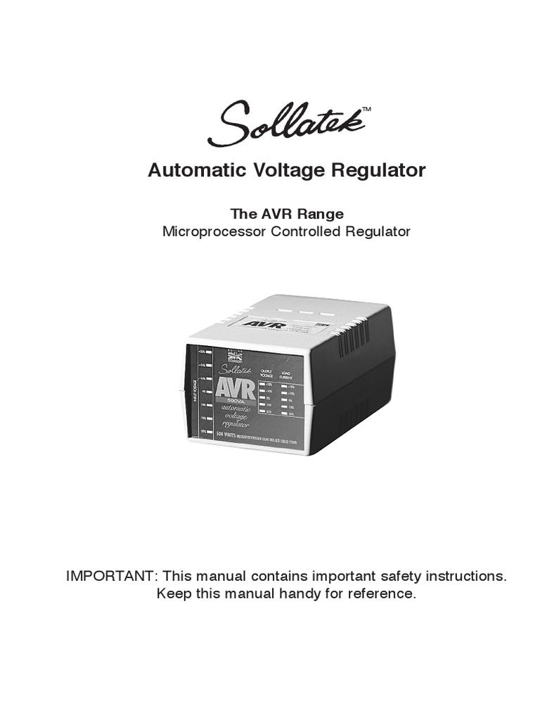 Sollatek AVR Range - User Manual | PDF | Mains Electricity | Ac Power ...