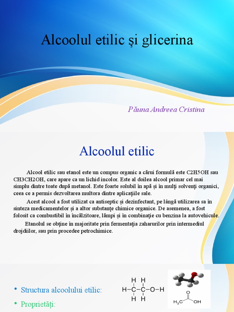 Alcoolul Etilic Și Glicerina | PDF