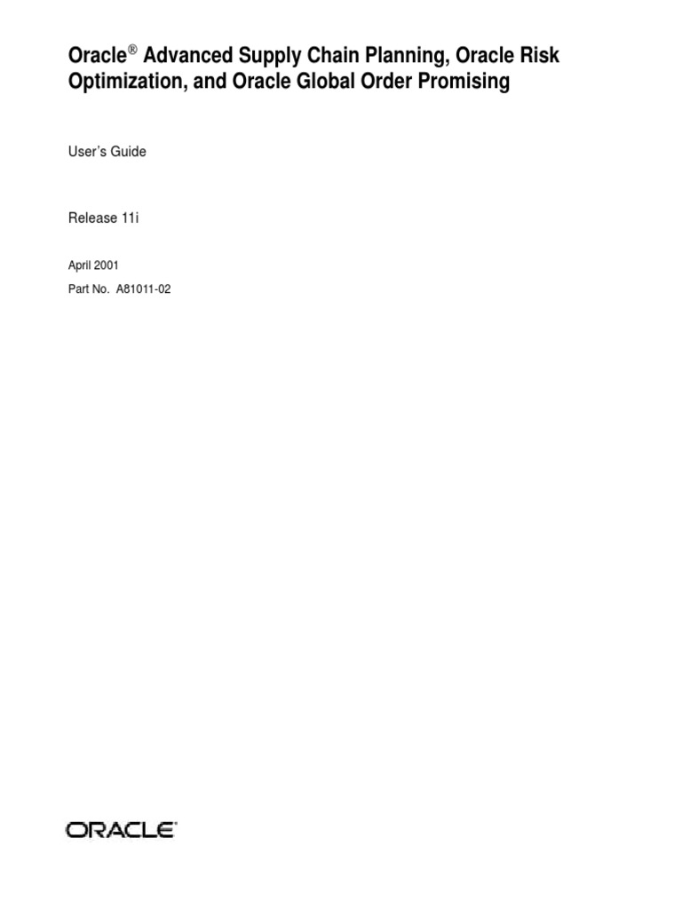 ASCP User Guide 11i | PDF | Oracle Corporation | Supply Chain