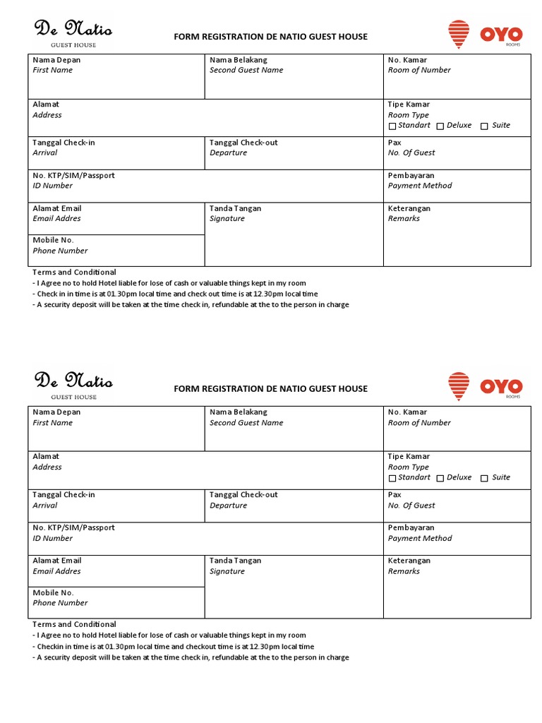 Guest House Registration Form | PDF