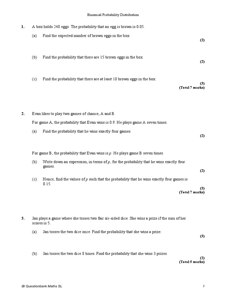 Binomial Probability Distribution Problems & Solutions | PDF