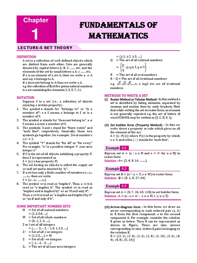 Fundamentals Of Mathematics Lecture 5 Set Theory Pdf Set Mathematics Mathematics