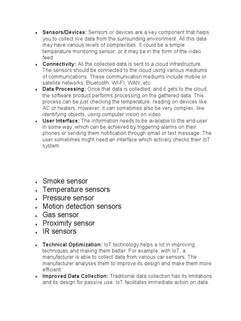 Smoke Sensor Temperature Sensors Pressure Sensor Motion Detection Sensors Gas Sensor Proximity ...