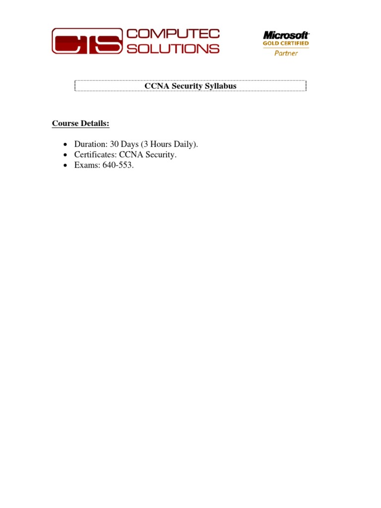CCNA Security Syllabus | PDF