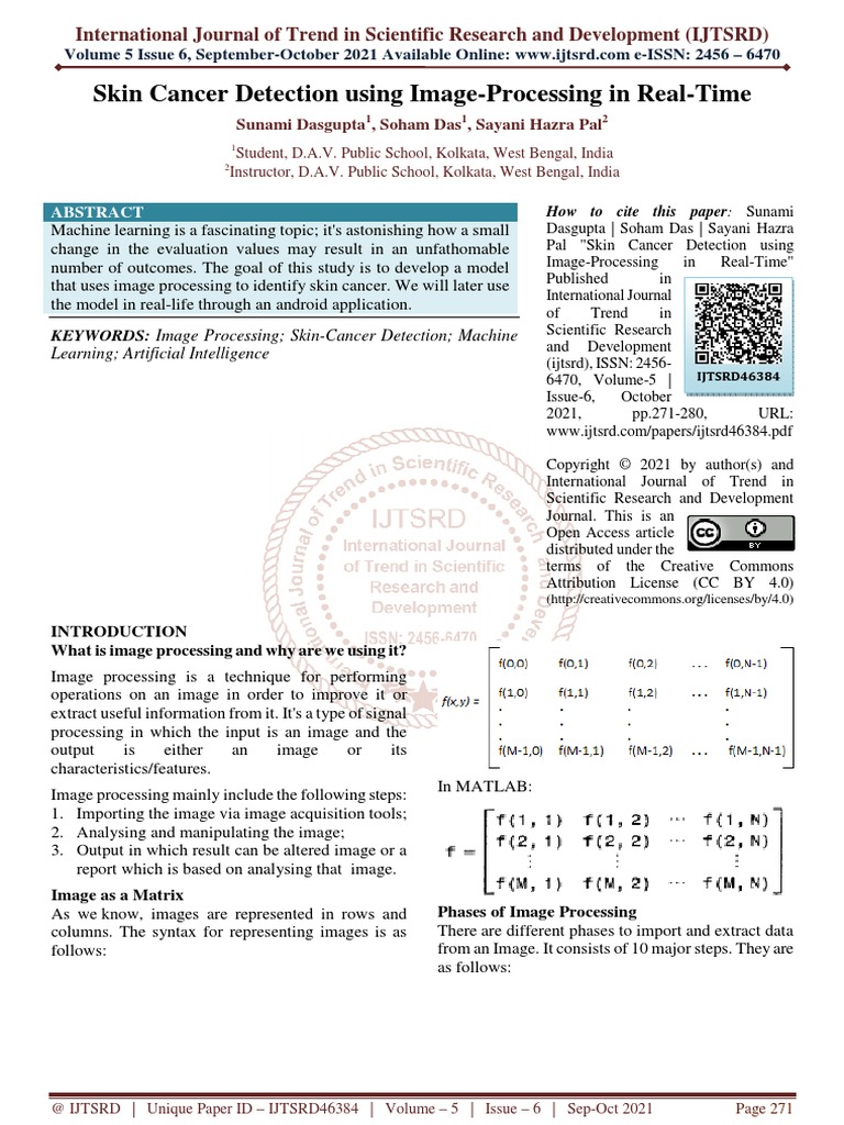 Skin Cancer Detection Using Image Processing in Real Time | PDF | Skin ...