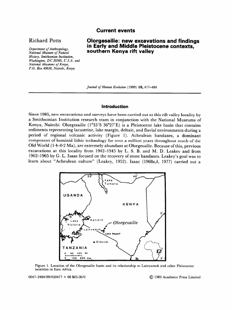 New Findings from Olorgesailie Excavations | PDF | Lake | Geological ...