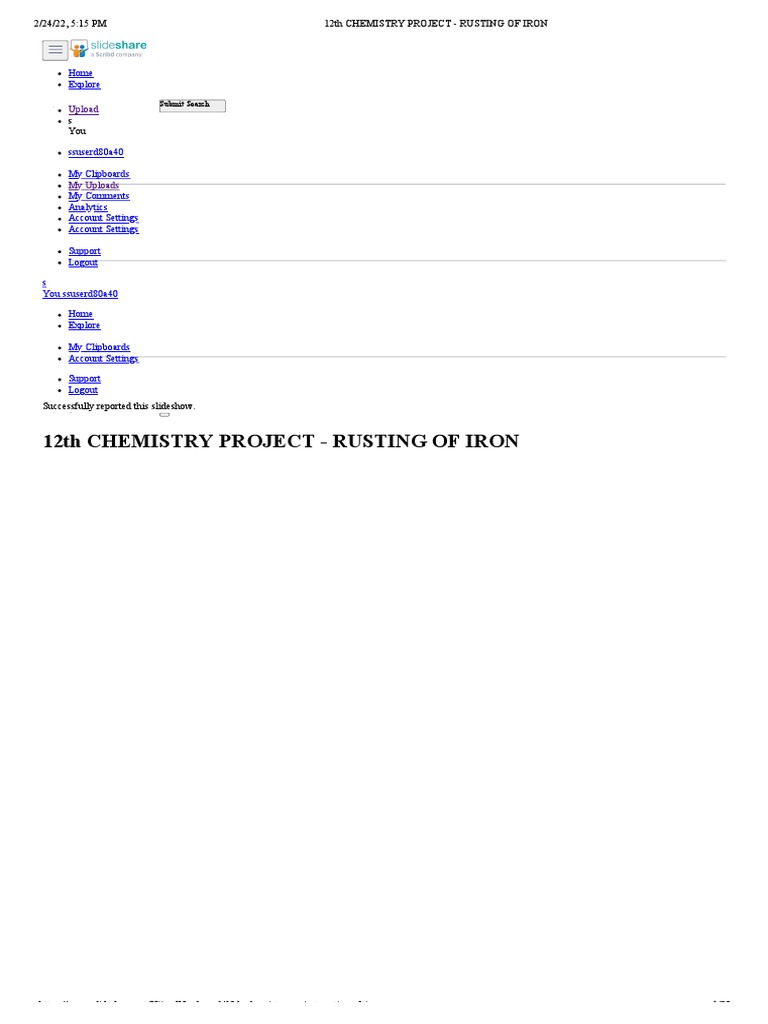 12th CHEMISTRY PROJECT - RUSTING OF IRON | PDF | Corrosion | Rust