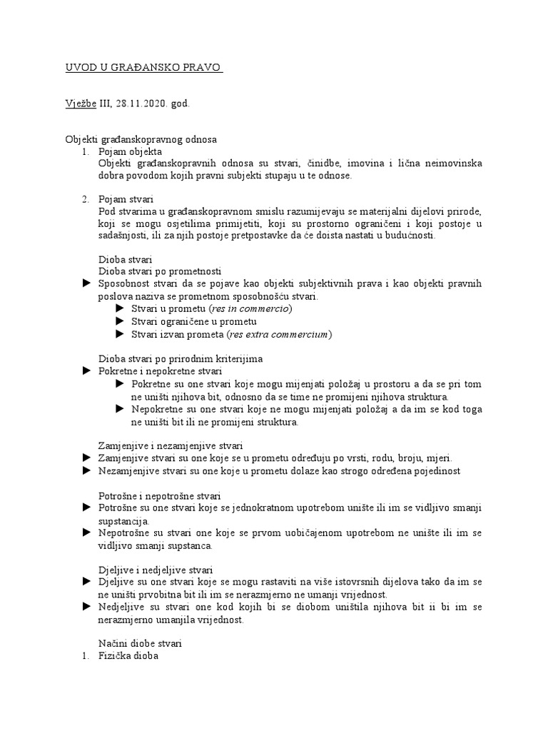 Vjezbe Gradjansko Pravo | PDF