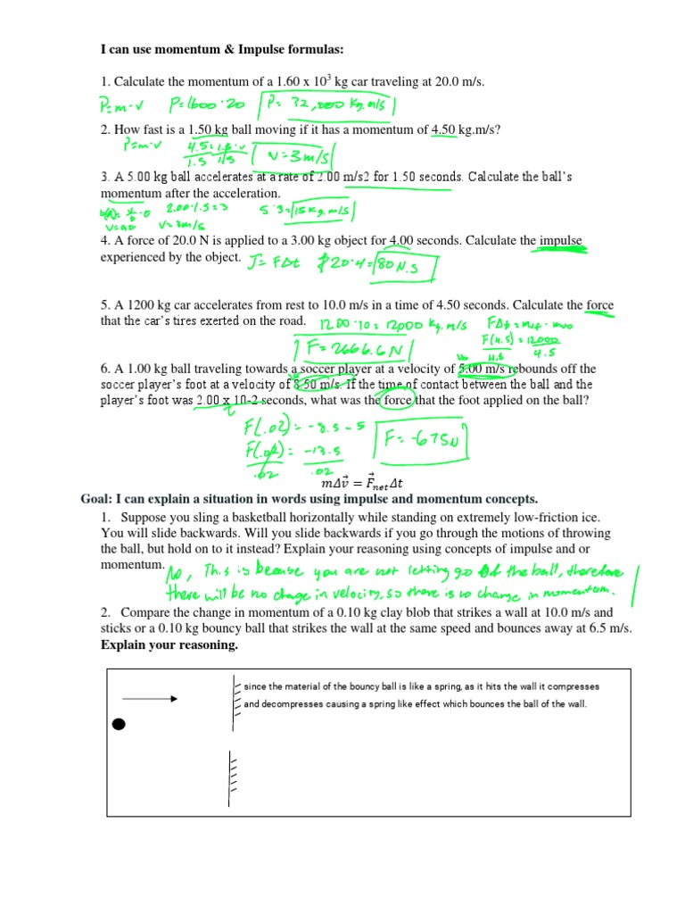 Physics: Momentum & Impulse Problems | PDF | Momentum | Force