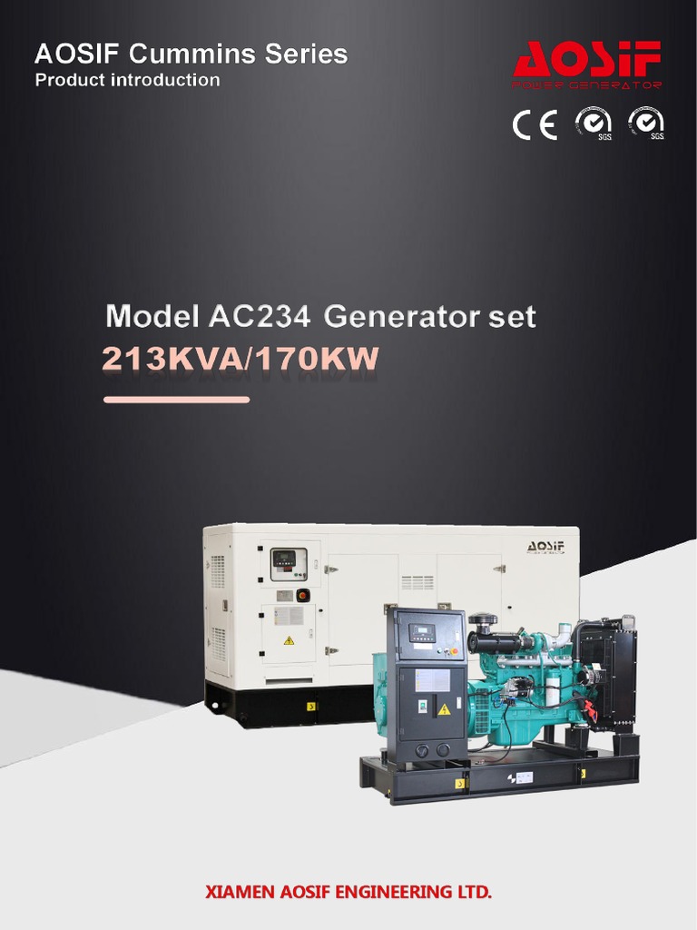 Aosif A234 - 19W7641551 | PDF | Electric Generator | Coolant
