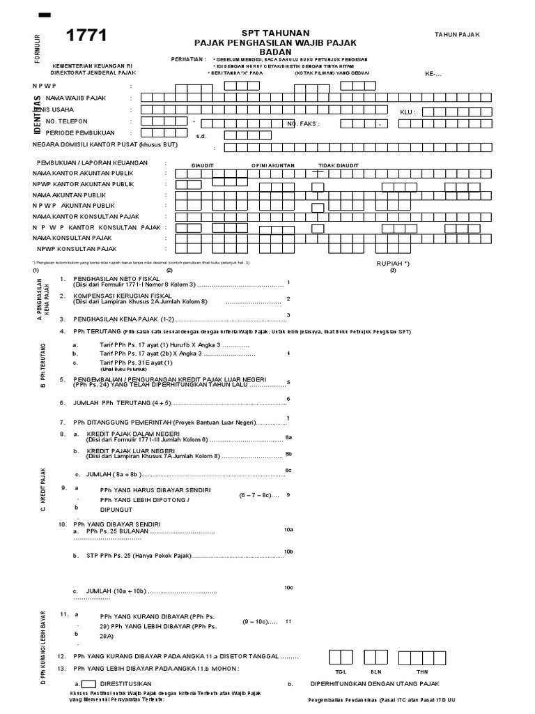Formulir SPT 1771 | PDF