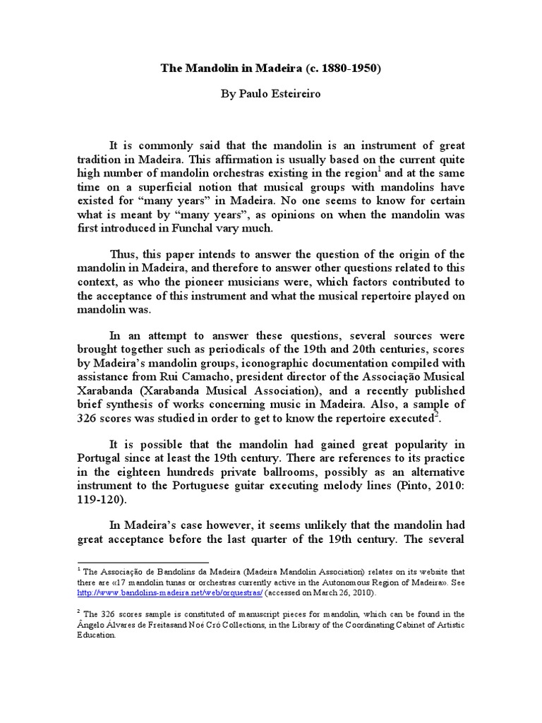 The Mandolin in Madeira in O Bandolim N | PDF | Violin | Portugal